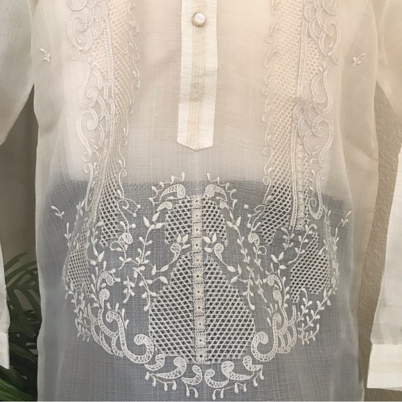 Shirts | Cream Beige Pina Silk Barong Tagalog With Classic Embroidery ...
